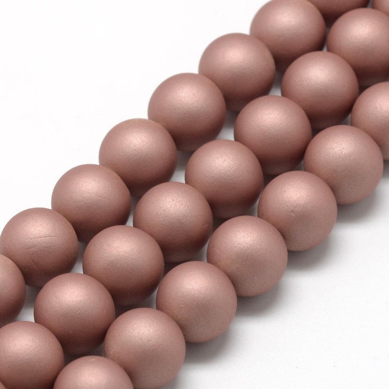 40 Beads - 10mm Metallic Salmon Matte Frosted Rubberized Acrylic Round ...