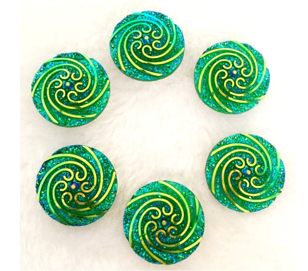 10 Pcs Green Resin Embellishment Swirl Textured Cabochons Multicolor ...