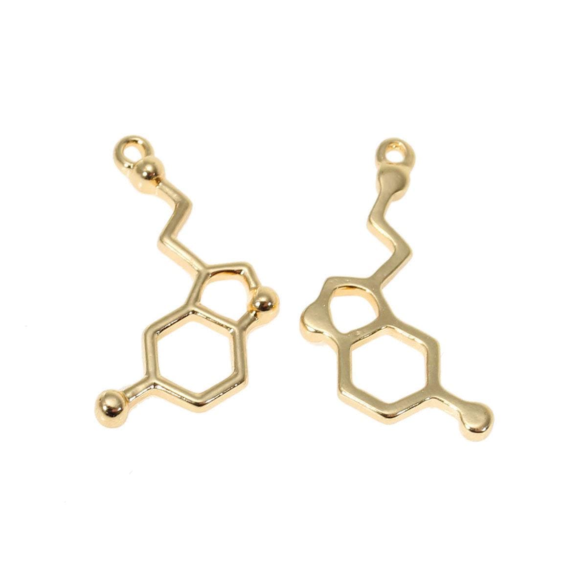 10 Pcs. Gold Plated Chemistry Science Molecule Serotonin Charms ...