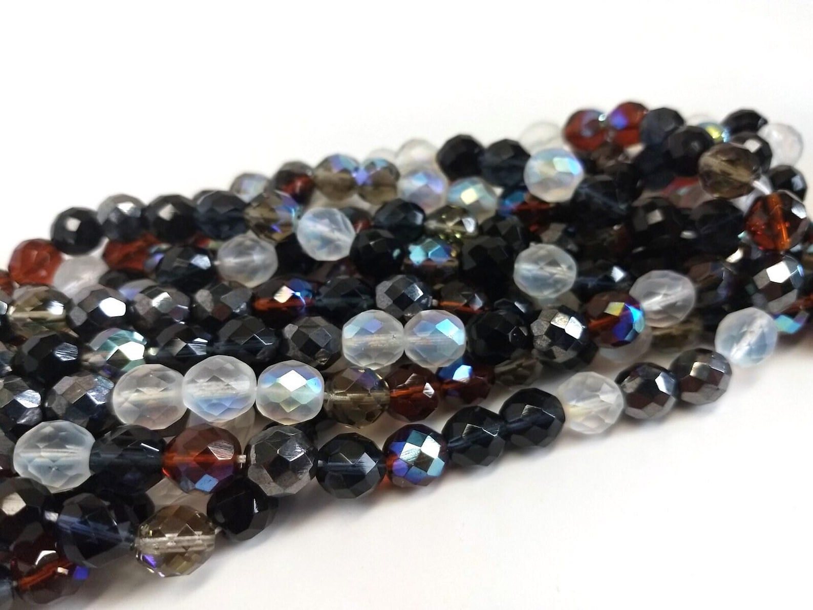 100 Pcs Czech Glass Fire Polish Round Faceted Beads - 10mm - Assortment ...