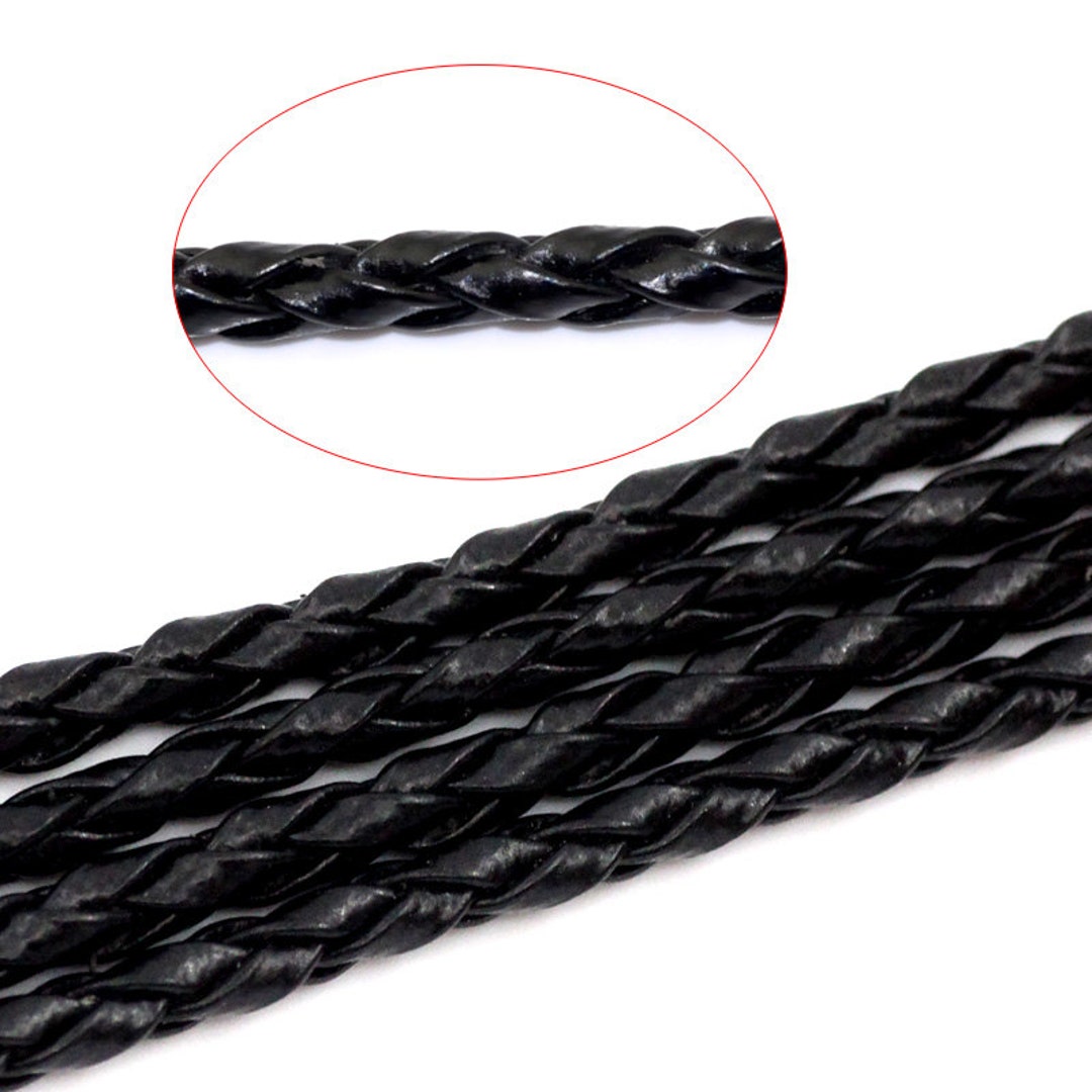 10M (32.8 FT) - Black Leatheroid Braided Cord - 3mm Thick - Etsy