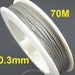 1 Roll - 70M - Antique Silver Grey Gray Tiger Tail Cord - 0.3mm - Steel ...