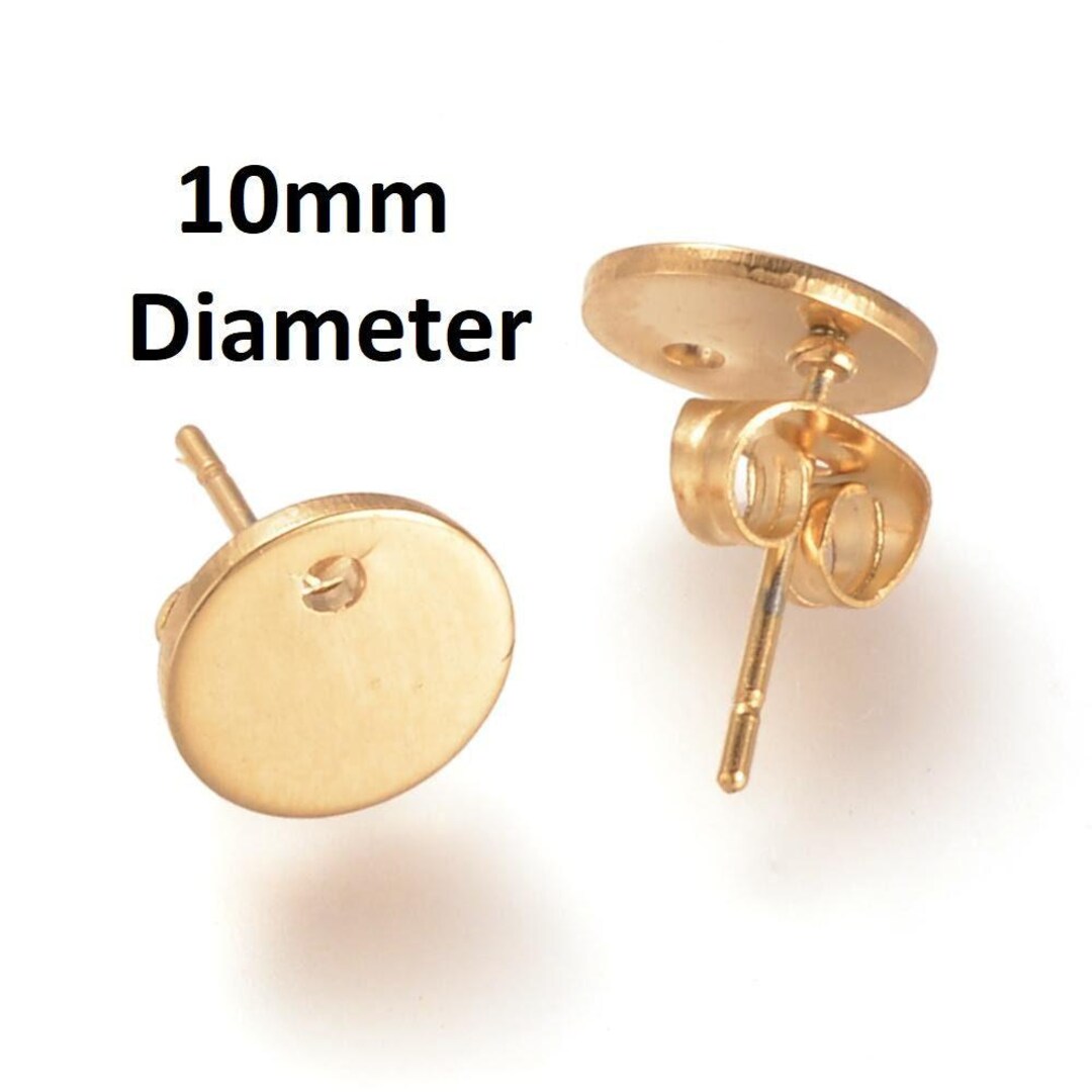 10 Pcs. 5 Pairs 304 Stainless Steel Golden Earring Posts/bases/studs ...