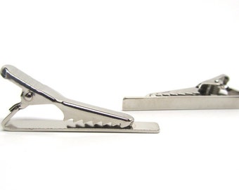 5 Pcs. Silver Tone Tie Bars/clips 55mm X 5mm Glue Pad Over | Etsy