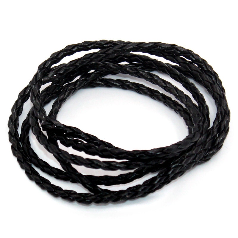10M 32.8 FT Black Leatheroid Braided Cord 3mm Thick | Etsy