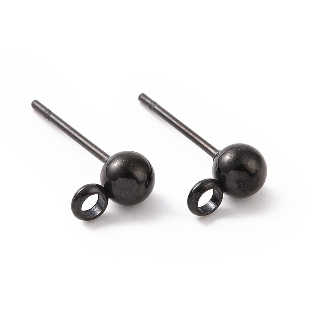 10 Pcs. 5 Pairs 316 Stainless Steel Earring Ball Posts Settings With ...