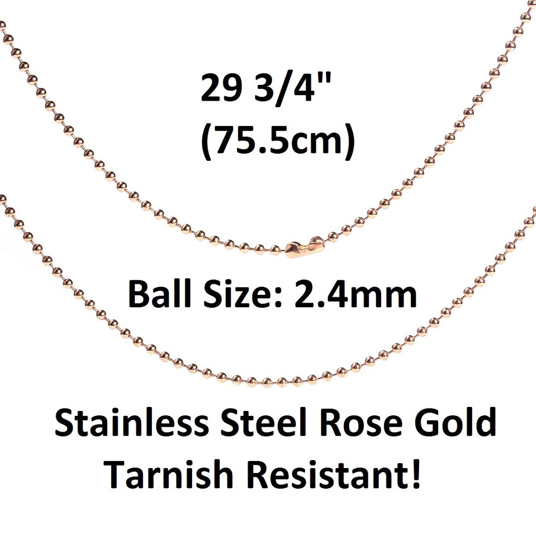 1 Pc. 304 Stainless Steel Rose Gold Plated Ball Chain Necklaces - 75 ...