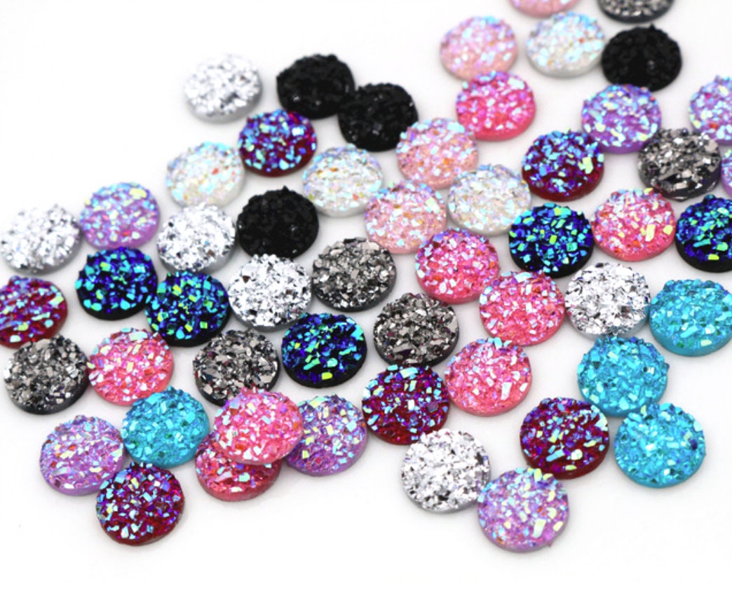 10 Pcs Assortment of Druzy Resin Embellishment Cabochons - Etsy