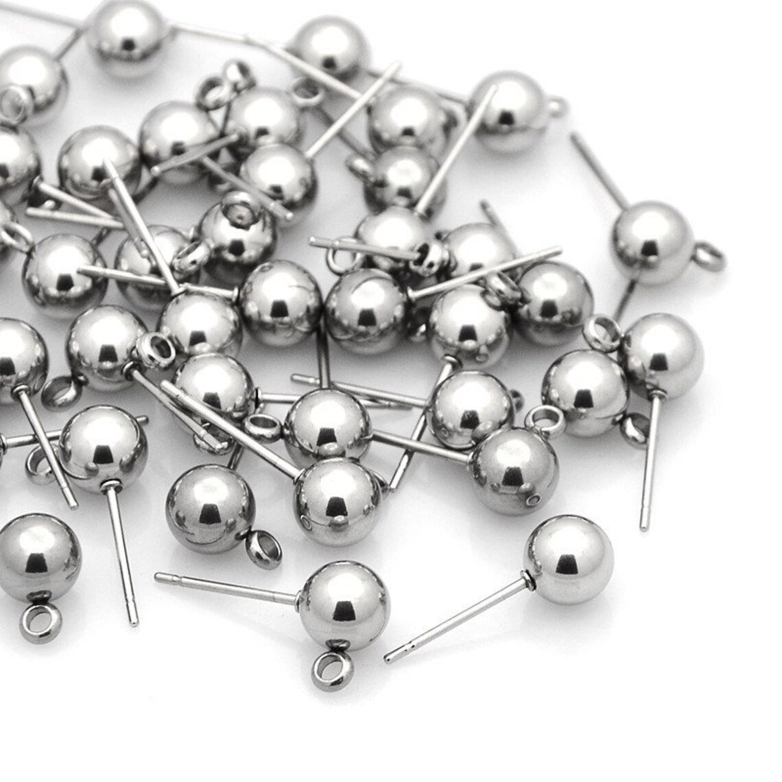 10 Pcs. 5 Pairs 304 Stainless Steel Earring Ball Posts - Etsy