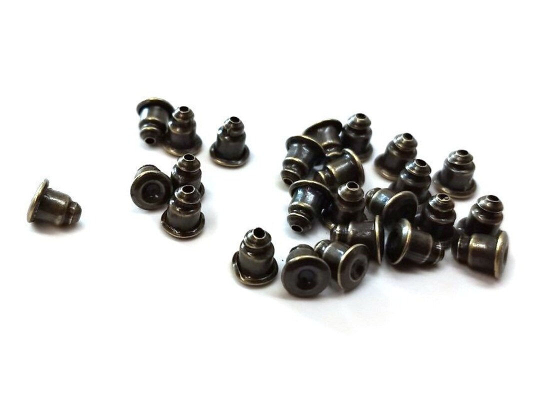 200 Pcs (100 Pairs) Antique Bronze Ear Nuts - 5.5mm X 5mm - Earring ...