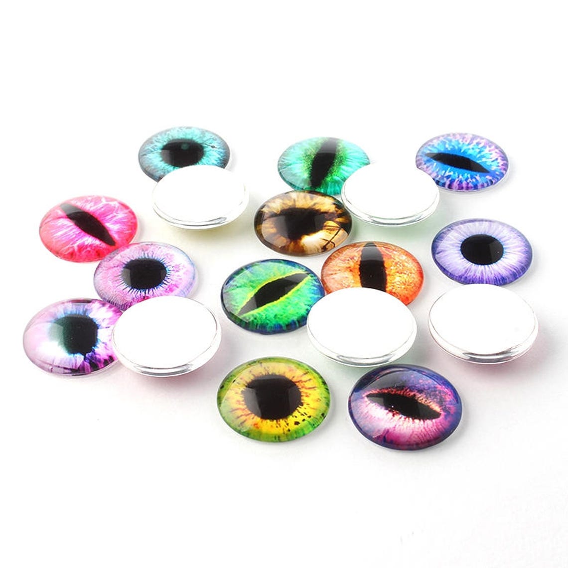 10 Pcs Circle Dragon Cat Eyes Glass Round Dome Seals Tiles - Etsy