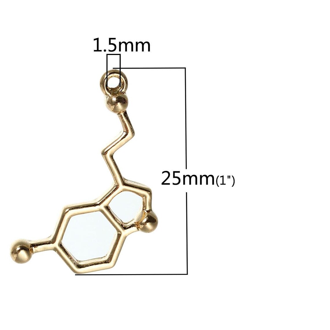 10 Pcs. Gold Plated Chemistry Science Molecule Serotonin Charms ...