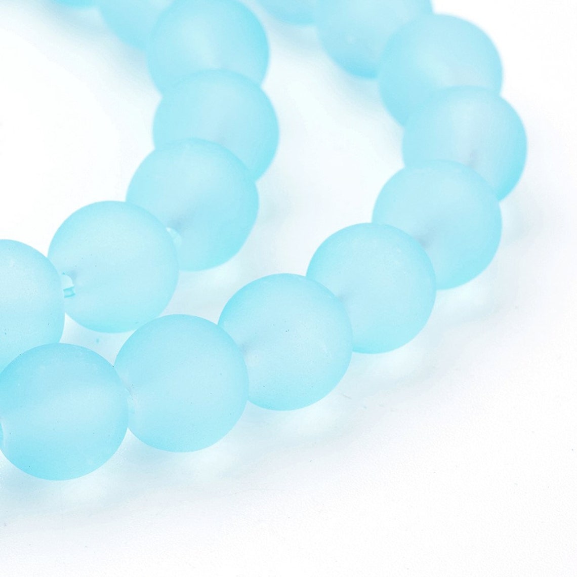 8mm Light Baby Blue Frosted Glass Round Beads 15 - Etsy