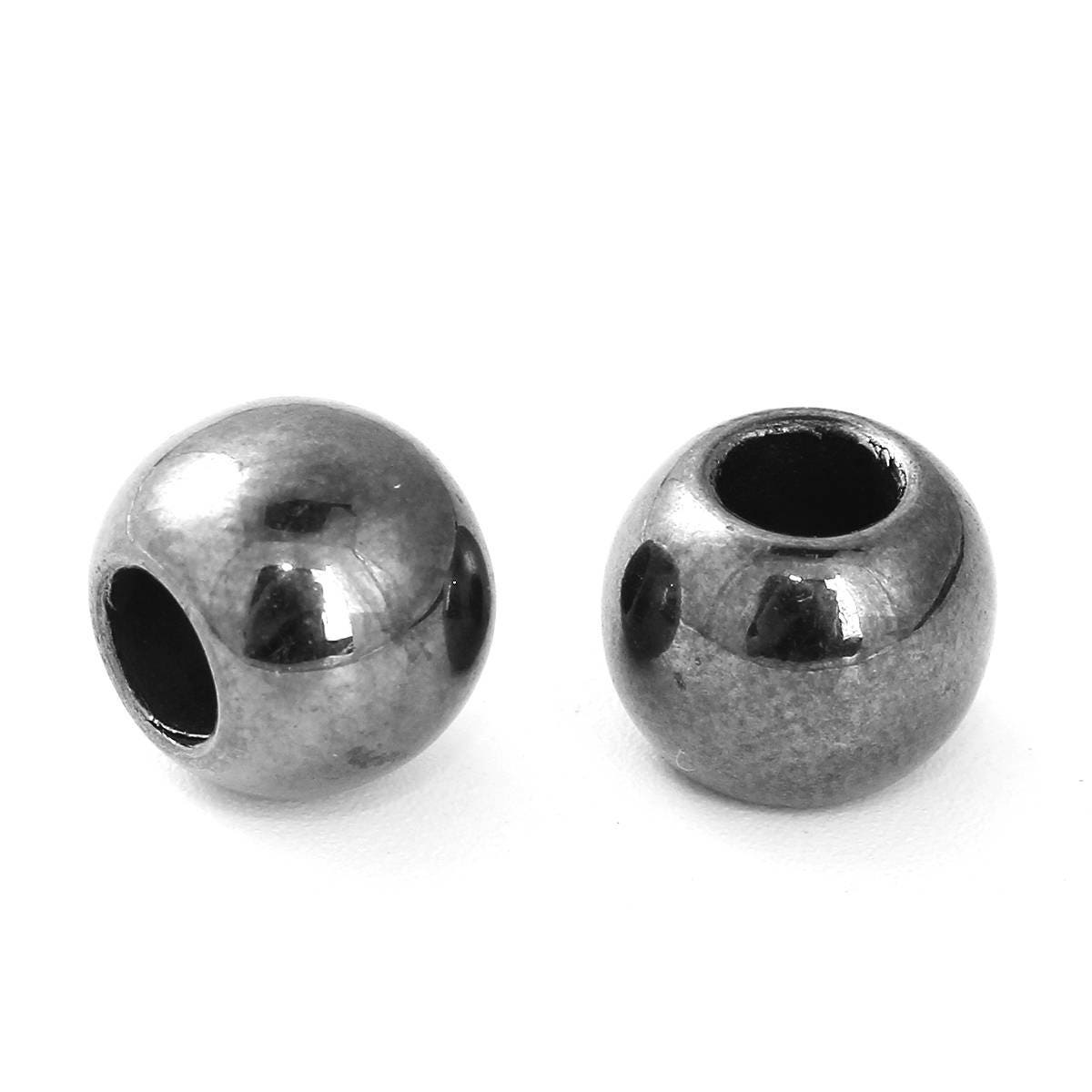 100 Pcs Gunmetal Smooth Ball Spacer Beads 10mm Large Hole: - Etsy