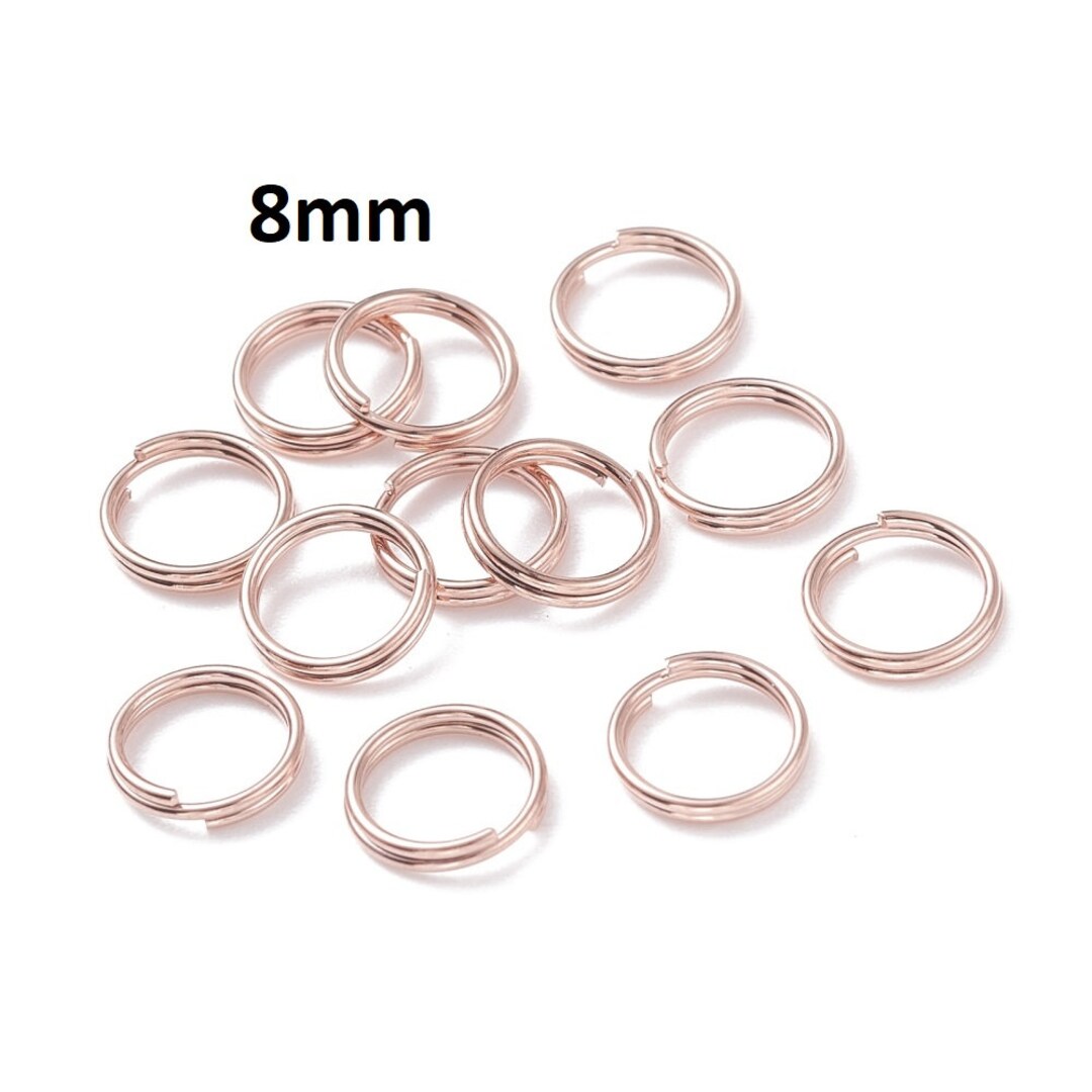 50 Pcs Double Rings 304 Stainless Steel Rose Gold Split Jump - Etsy