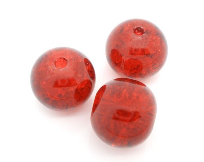 50 Pcs Red Crackle Glass Round Beads 10mm - Etsy
