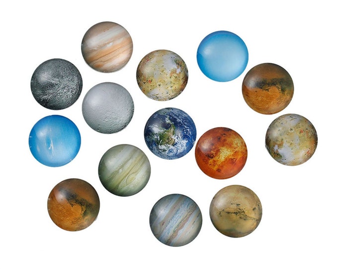 10 Pcs Circle Planets Solar System Universe Glass Round Dome Seals ...