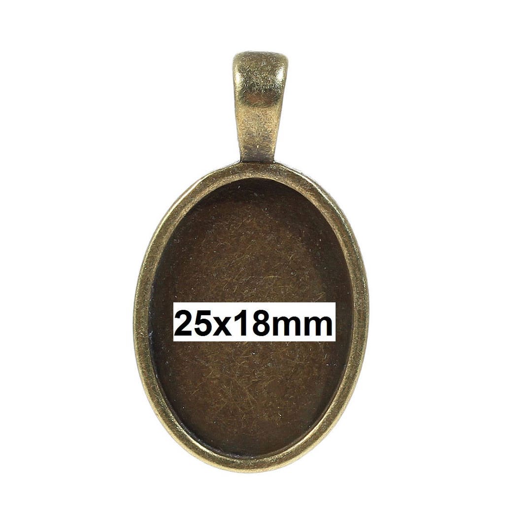 10 Pcs. Antique Bronze Oval Pendant Picture Photo Frame Bezel Setting ...