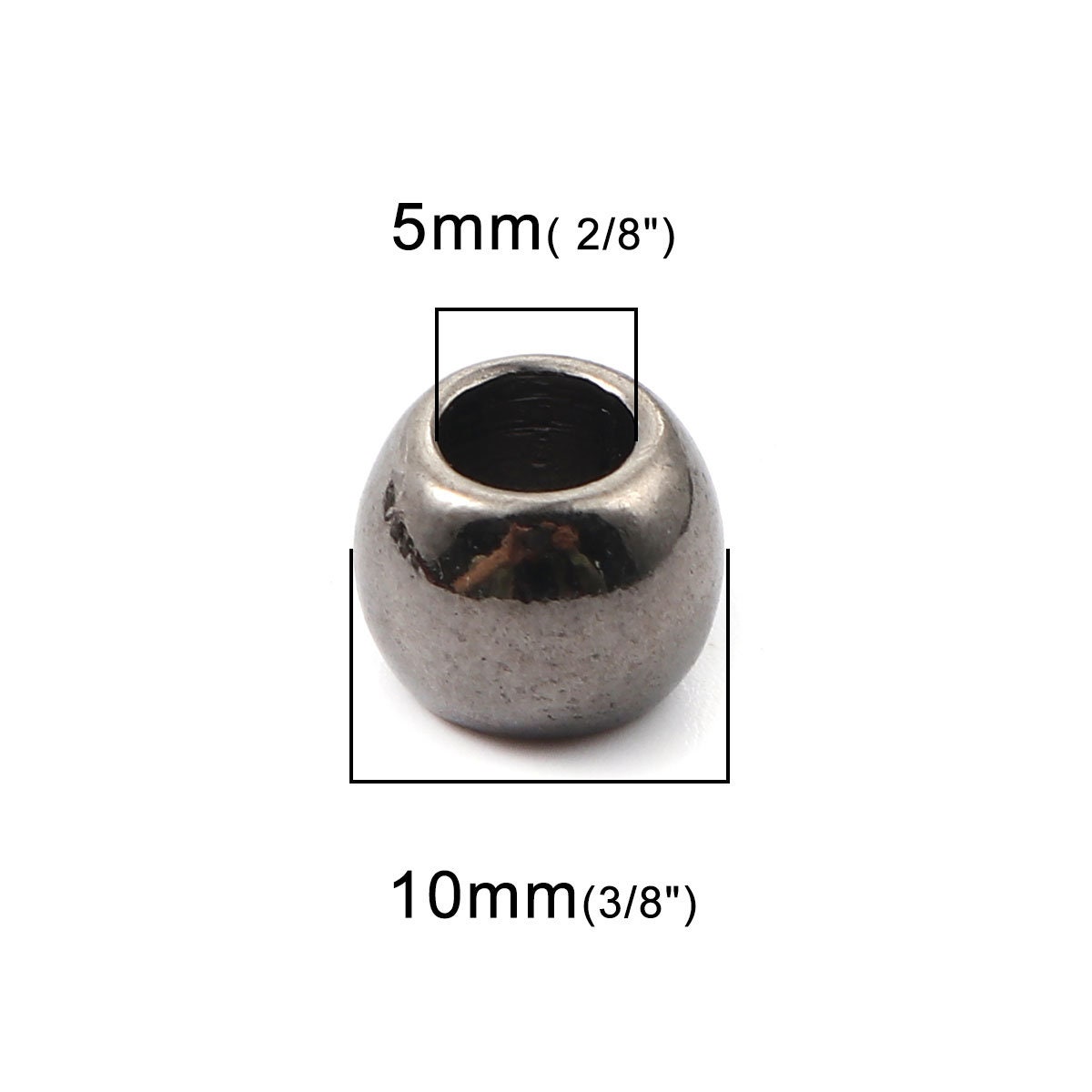 20 Pcs Gunmetal Metal Ball Spacer Beads 10mm Large Hole: - Etsy