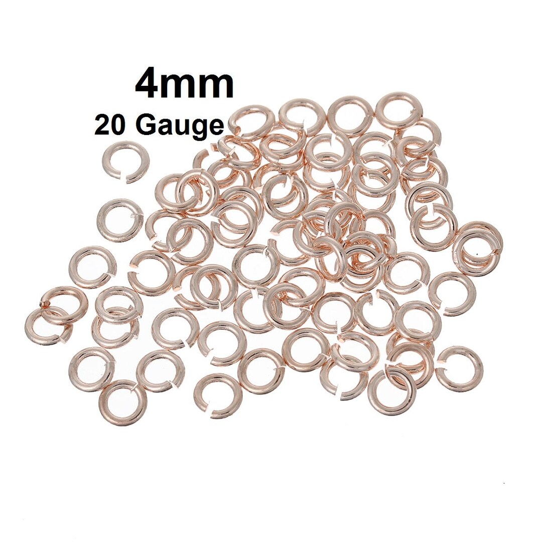 500 Pcs Rose Gold Plated Open Jump Rings 4mm - 20 Gauge (0.8mm Thick ...