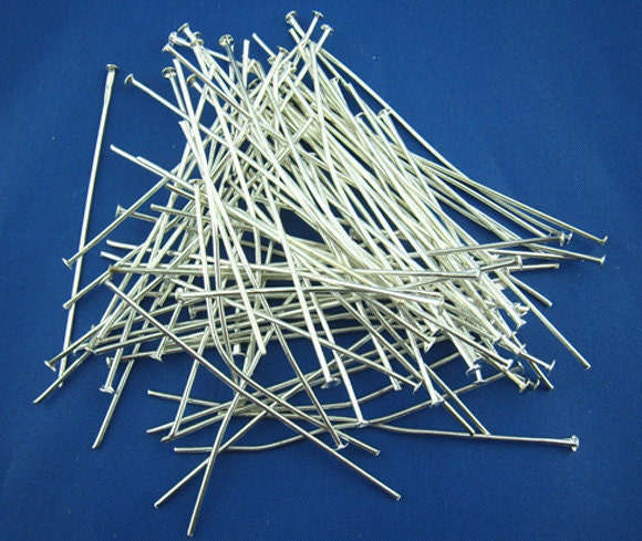 100 Pcs. Silver Plated Flat Head Pins 50mm 2 Inch X 0.7mm - Etsy