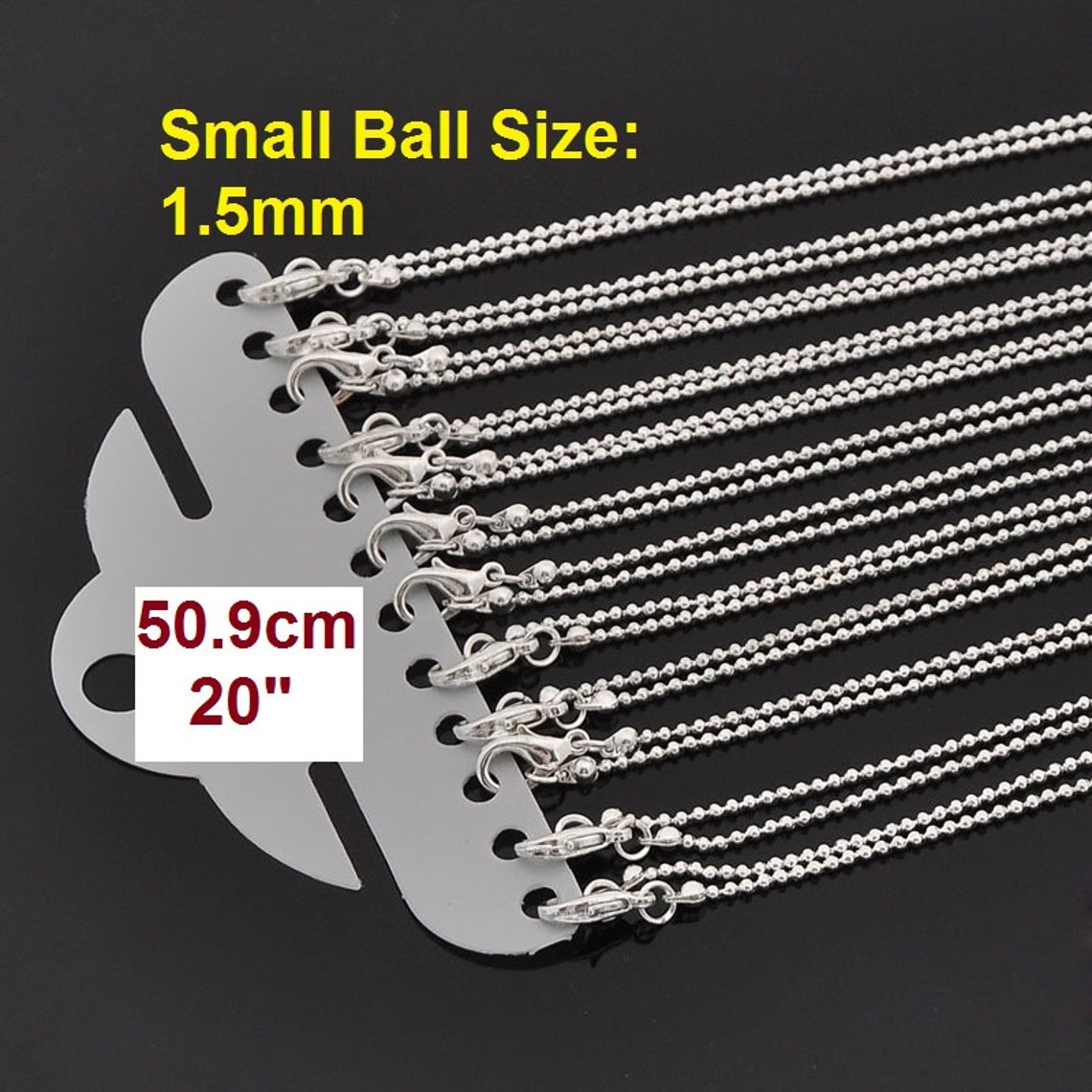 12 Pcs. Silver Plated Ball Chain Necklaces With Lobster Clasps - Etsy
