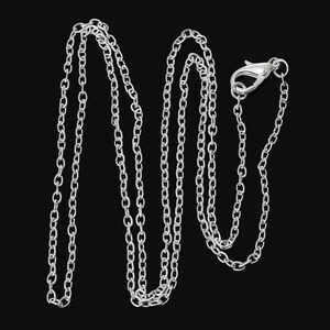 12 Pcs. Silver Plated Cable Chain Link Necklaces 24 3/8 3 X 2mm Lobster ...