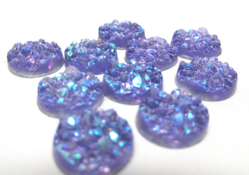 10 Pcs Druzy Resin Embellishment Cabochons Purple 12mm 1/2 - Etsy