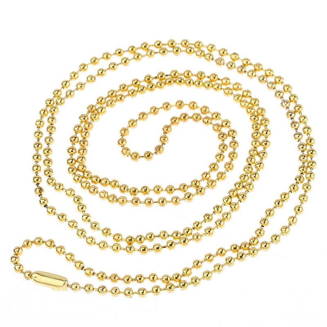12 Pcs. Gold Plated Ball Chain Necklaces - 80cm (31.5") - 2mm Ball Size ...