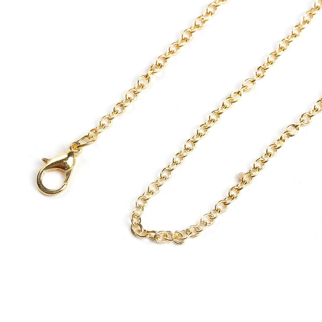 12 Pcs. Gold Plated Cable Chain Link Necklaces 24 3mm X 2mm Lobster ...