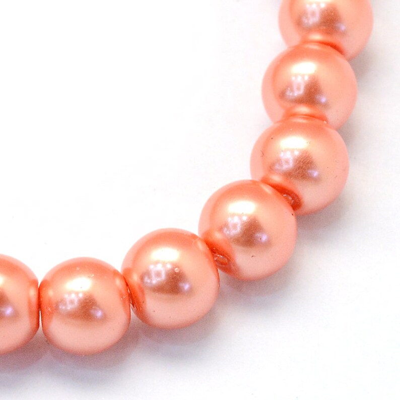 6mm Coral Melon Glass Pearl Imitation Round Beads 32 Inch - Etsy
