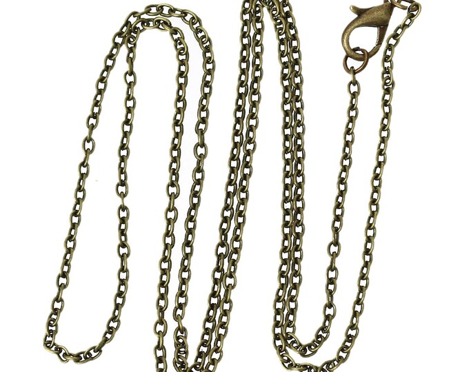 12 Pcs. Antique Bronze Cable Chain Link Necklaces 26" - (3 X 2mm Links ...
