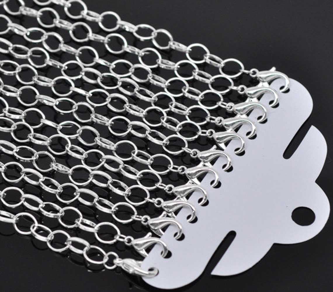 10 Pcs. Silver Plated Chain Link Bracelets With Lobster Clasps - Etsy