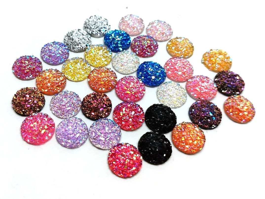 10 pcs Assortment of Druzy Resin Embellishment Cabochons | Etsy