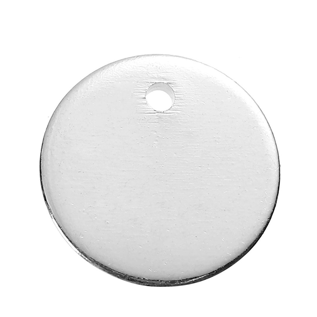 10 Pcs. Silver Plated Circle Round Stamping Tags - 10mm (1cm) - Hole ...