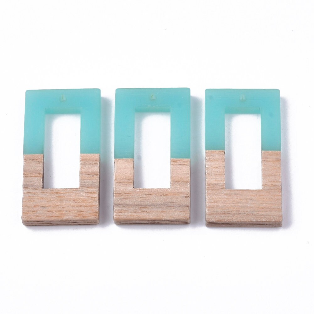 10 Pcs. Assortment of Resin and Wood Rectangle Flat Pendant | Etsy