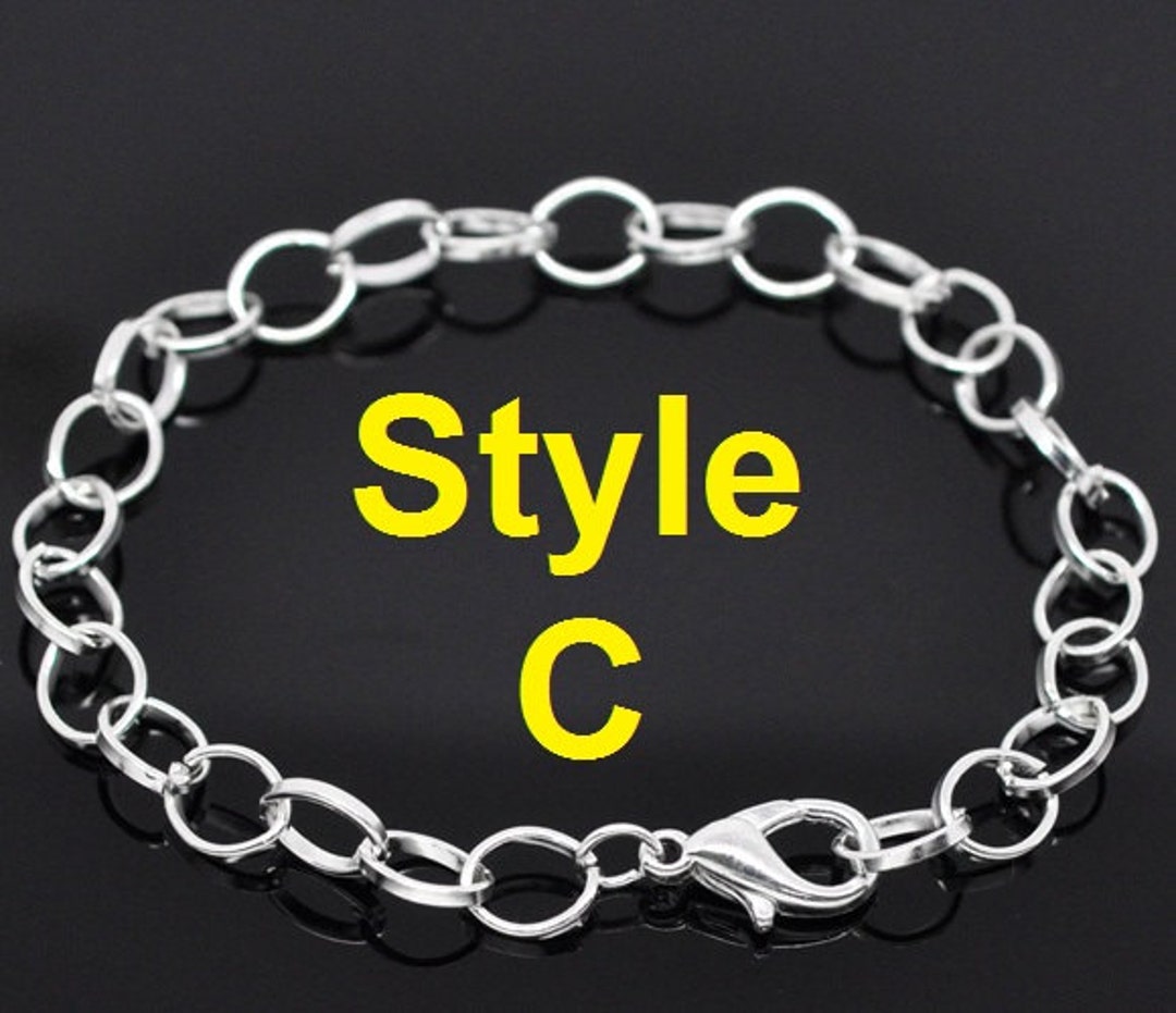 10 Pcs. Silver Plated Chain Link Bracelets With Lobster Clasps - 7 7/8 ...