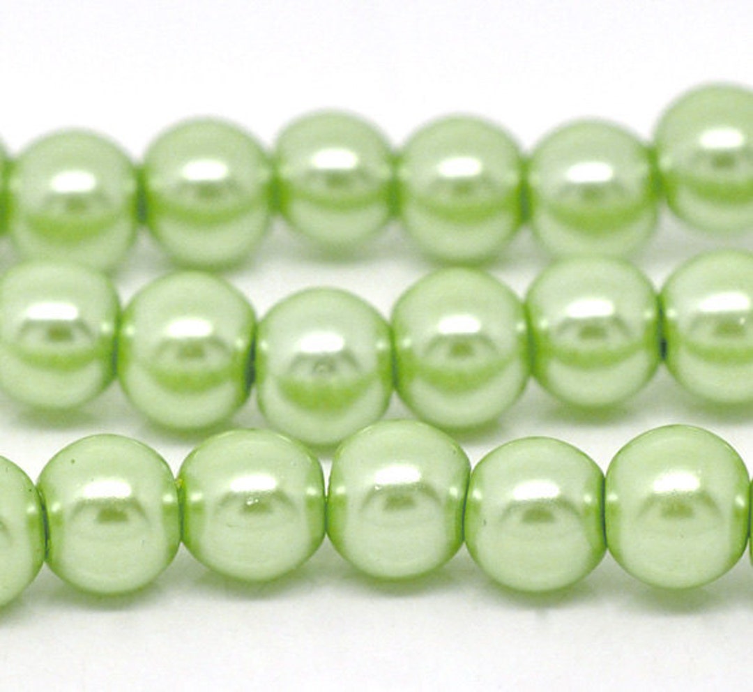 10mm Green Pastel Glass Pearl Imitation Round Beads 16 Inch Strand ...