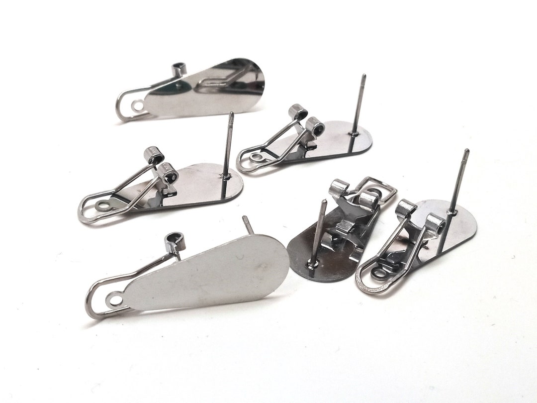 10 Pcs. 5 Pairs 304 Stainless Steel Fingernail Earring Posts/bases ...