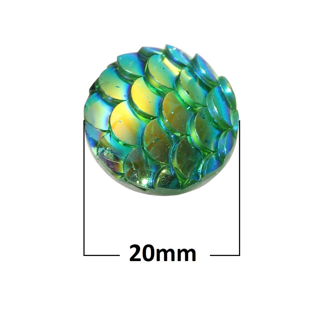 10 Pcs Mermaid Fish Scales Resin Carved Embellishment Cabochons Green ...