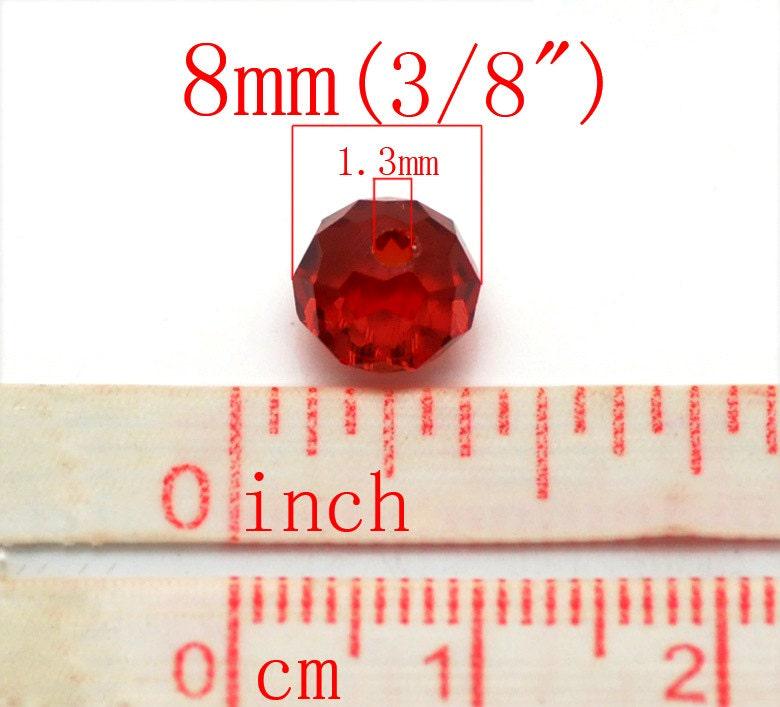 20 Pcs. Red Crystal Glass Faceted Rondelle Beads - 8mm - Hole Size: 1 ...