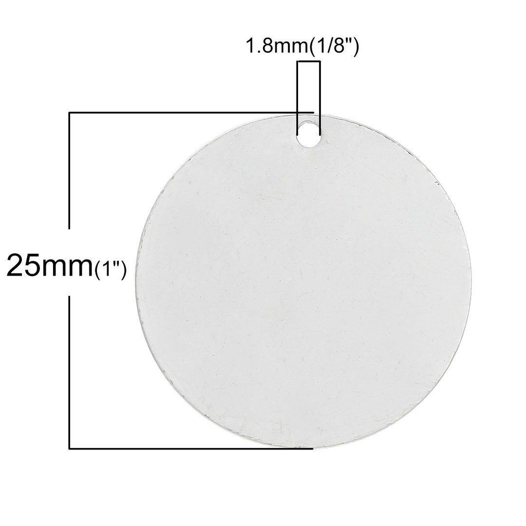 10 Pcs. Silver Plated Circle Round Stamping Tags- 25mm (1 Inch) - 22 ...