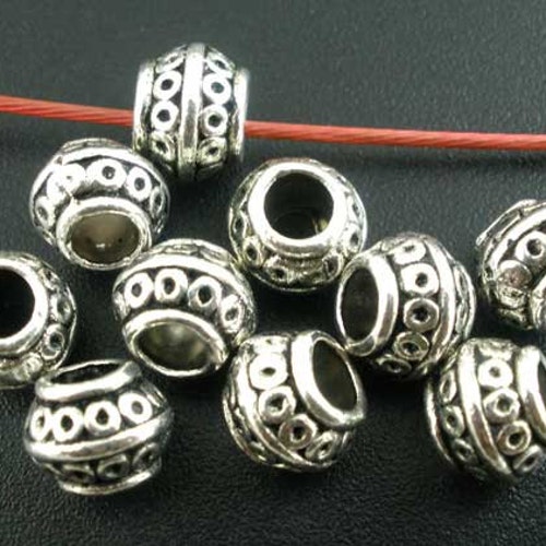 50 Pcs. Antique Silver Metal Tibetan Round Pot Spacer Beads - Etsy