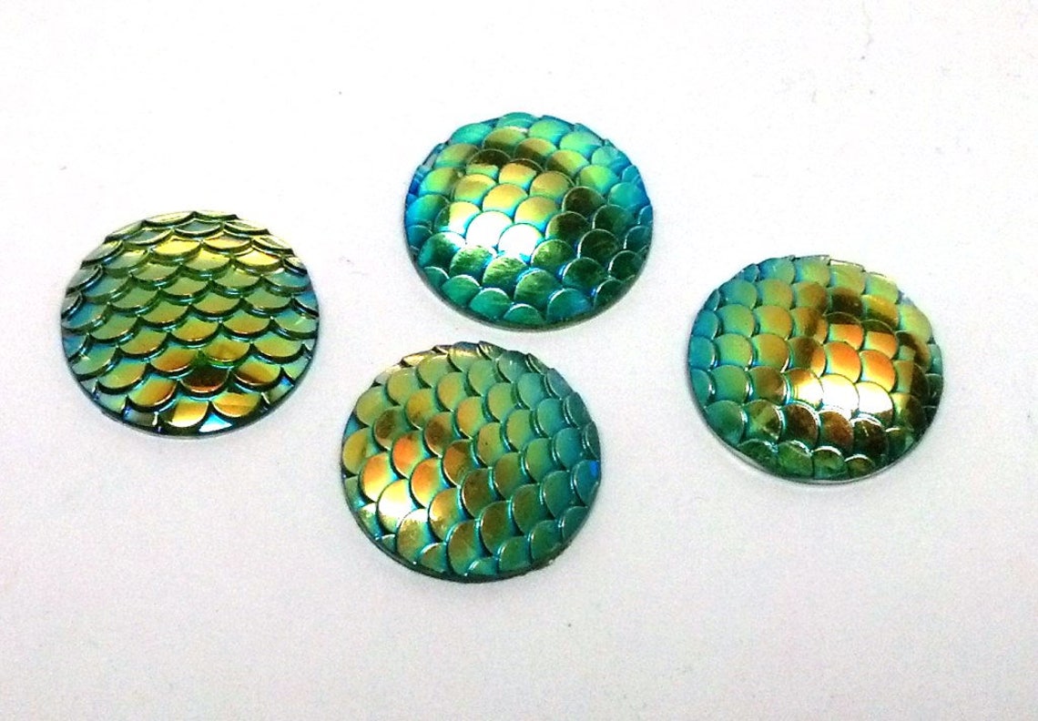 5 Pcs Mermaid Fish Scales Resin Carved Embellishment Cabochons | Etsy
