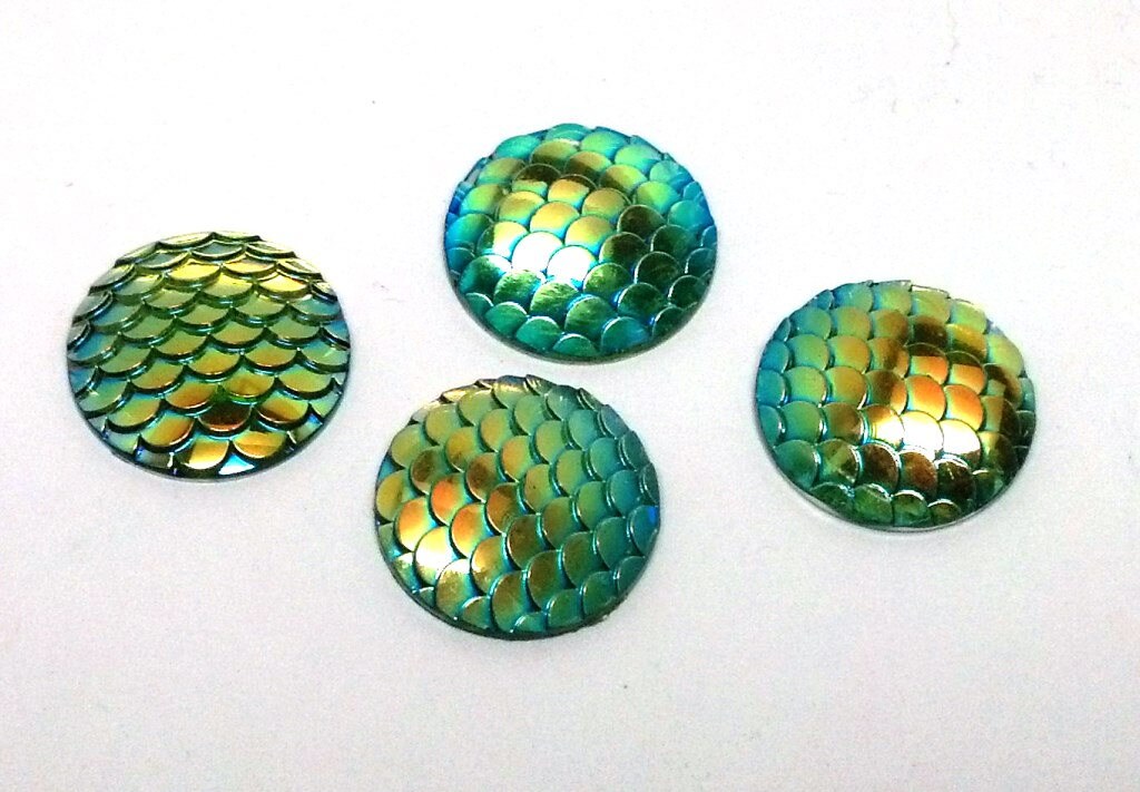 5 Pcs Mermaid Fish Scales Resin Carved Embellishment Cabochons | Etsy