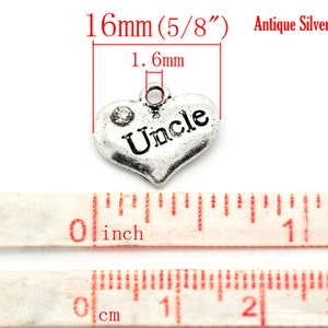 1 or 2 or 4 Pcs. Antique Silver "uncle" Charm With Rhinestone- 16mm X ...