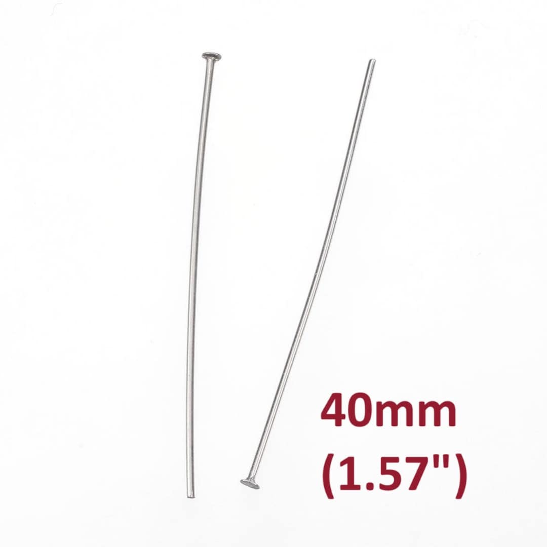 100 Pcs. 304 Stainless Steel Flat Head Pins 40mm 1.57 21 Gauge 0.7mm ...