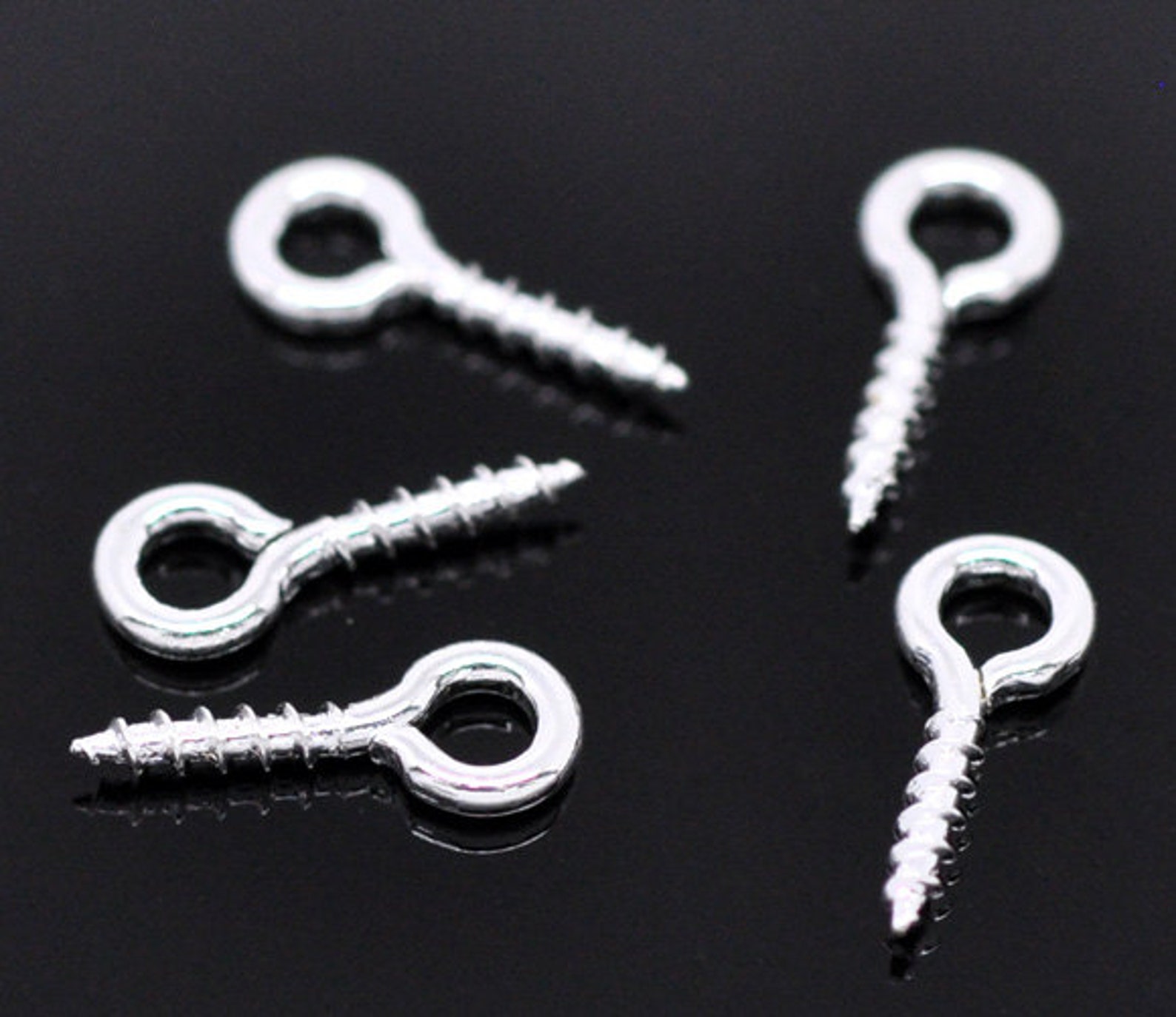 1000 Pcs. Silver Plated Screw Eyes Bails Top Drilled 10mm X - Etsy
