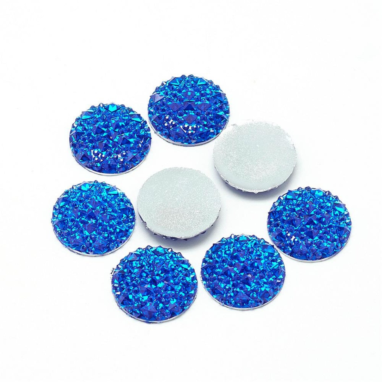 10 Pcs Druzy Resin Embellishment Cabochons Blue - 20mm - Shimmer Style ...