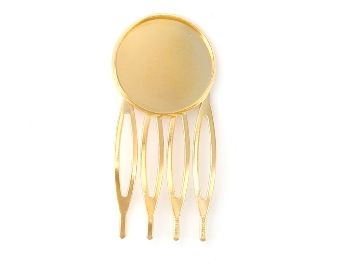 10 Pcs. Gold Plated Hair Combs Clips Cabochons Bezels 20mm - Etsy